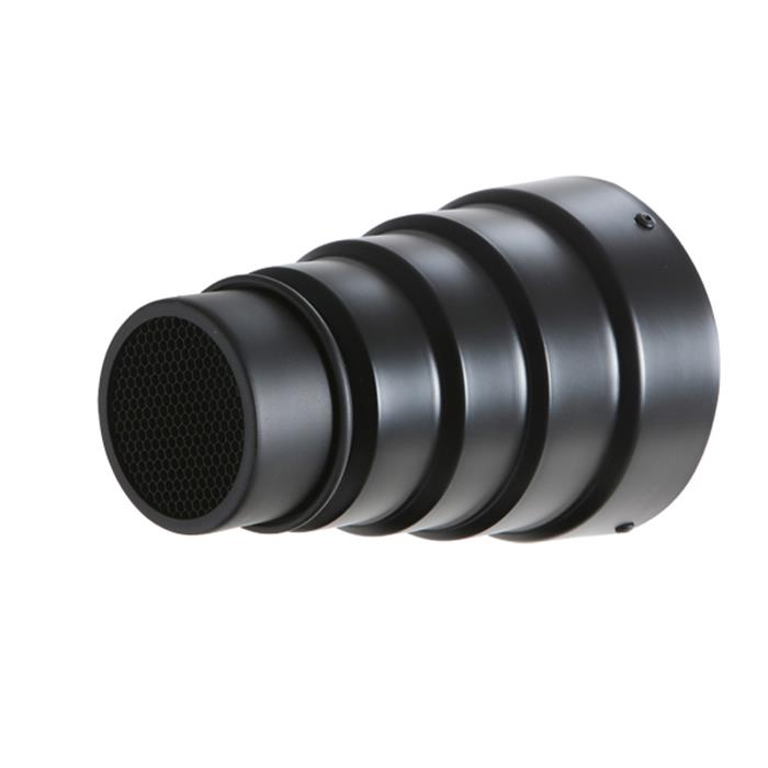 種別：ストロボアクセサリー NOTEバッテリーモノライトHD-200PRO用の円柱型のスポットアタッチメントです。先端グリッド構造照射角30°【主な仕様】サイズ：先端Φ60xD160mm重量：125g材質：アルミ