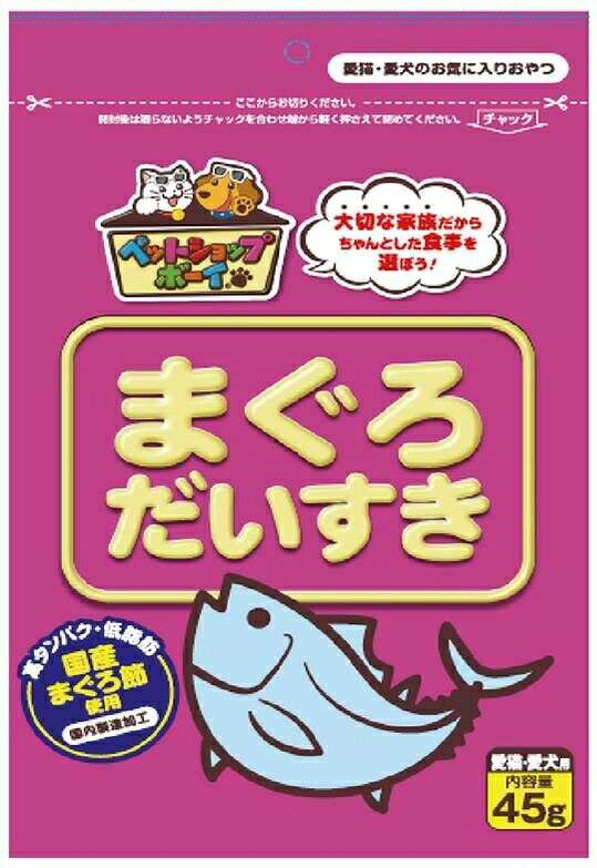 良質なまぐろ節を100％使用したおやつです。薄くスライスしていますので食べやすく、おやつに最適です。また、ドライタイプ、ウェットタイプフード等へのふりかけ用としてもお与えいただけます。高タンパク、低脂肪のおやつですので安心してお与えいただけ...