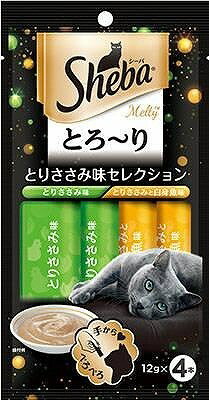 猫ちゃんが手からでも舐めやすい、贅沢なおいしさのとろ?りおやつ。人気の味、とりささみを中心に1袋で2つの味が楽しめるセレクションタイプ。【メーカー】マースジャパンリミテッド【分類】猫用スナック／レトルトタイプ／その他【原材料】肉類(鶏肉、さ...