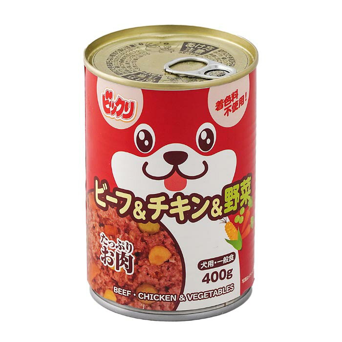 たっぷりのお肉とにんじん、コーン、グリーンピースが入った食べ応え満点の缶詰です。着色料不使用。【給与方法】栄養のバランスを取るため、総合栄養食とあわせて与えてください。いつでも新鮮な水が飲めるようにしてください。初めて与える場合は便がゆるく...