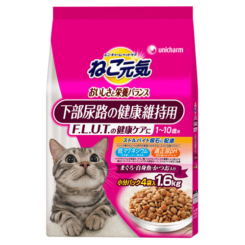 ストルバイト尿石に配慮した、猫の下部尿路の健康維持用フード ■低マグネシウム：ストルバイト尿石形成の一因となっているマグネシウムの量を抑える事（含有量0.08％：標準値）により、F.L.U.T.D.（猫の下部尿路疾患）に配慮。 ■適正な尿p...