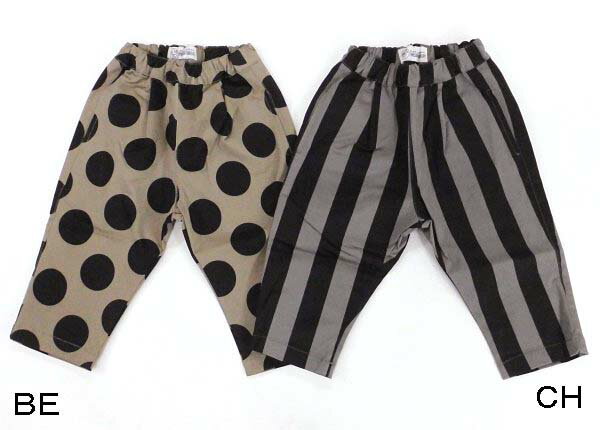 大きなドット柄とストライプ柄のテーパードパンツ。 ゆったりシルエットで動きやすいです。 総柄プリントなので商品により柄の出方が異なります。 素材 綿97％・ポリウレタン3％ 中国製 フィクスラボ MAKE　YOUR　DAY メイクユアデイ ...