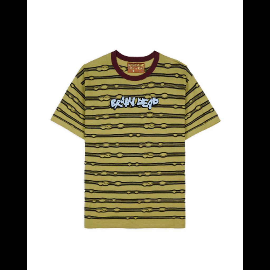 ,,,,,BRAIN DEAD EMBROIDERED PUCKERED STRIPED T-SHIRT - LIME〈ブレインデッド〉BRAIN DEAD EMBROIDERED PUCKERED STRIPED T-SHIRT - LI...