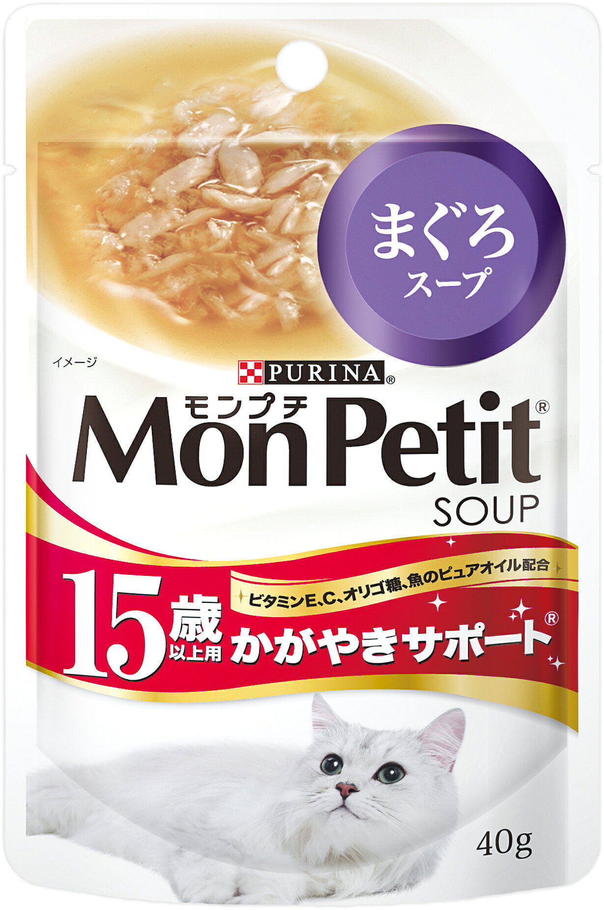[商品サイズ(mm)]85×10×130[単品重量(g)]40 [エネルギー]35kcal/100g[栄養成分]たんぱく質10%以上、脂質0.2%以上、粗繊維1%以下、灰分3%以下、水分90%以下[原材料]魚介類、油脂類、糖類、増粘安定剤、...