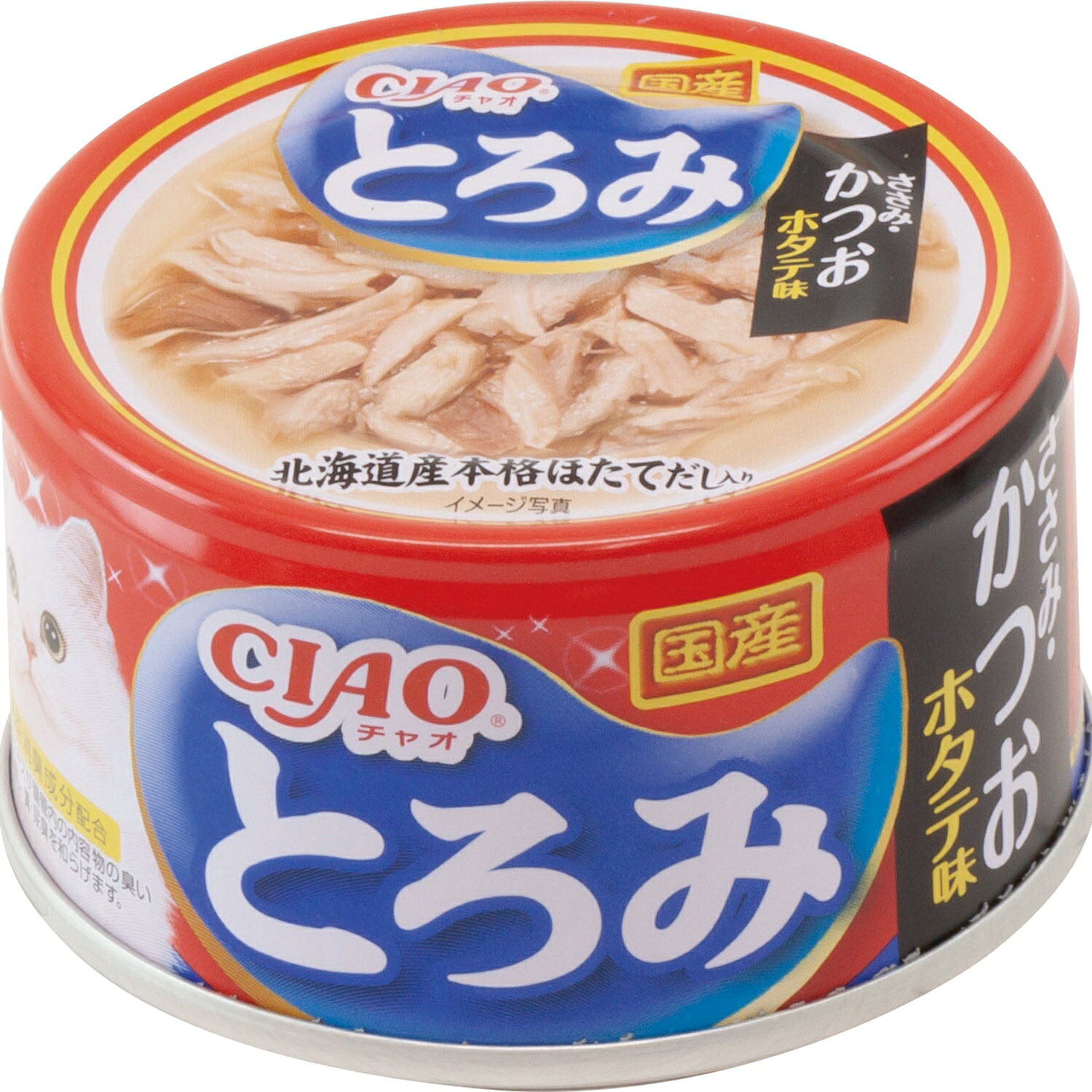 [商品サイズ(mm)]68×68×37[単品重量(g)]110 [エネルギー]約30kcal/缶[栄養成分]たんぱく質6.5%以上、脂質0.2%以上、粗繊維0.1%以下、灰分1.0%以下、水分92.0%以下[原材料]鶏肉（ささみ）、かつお、...