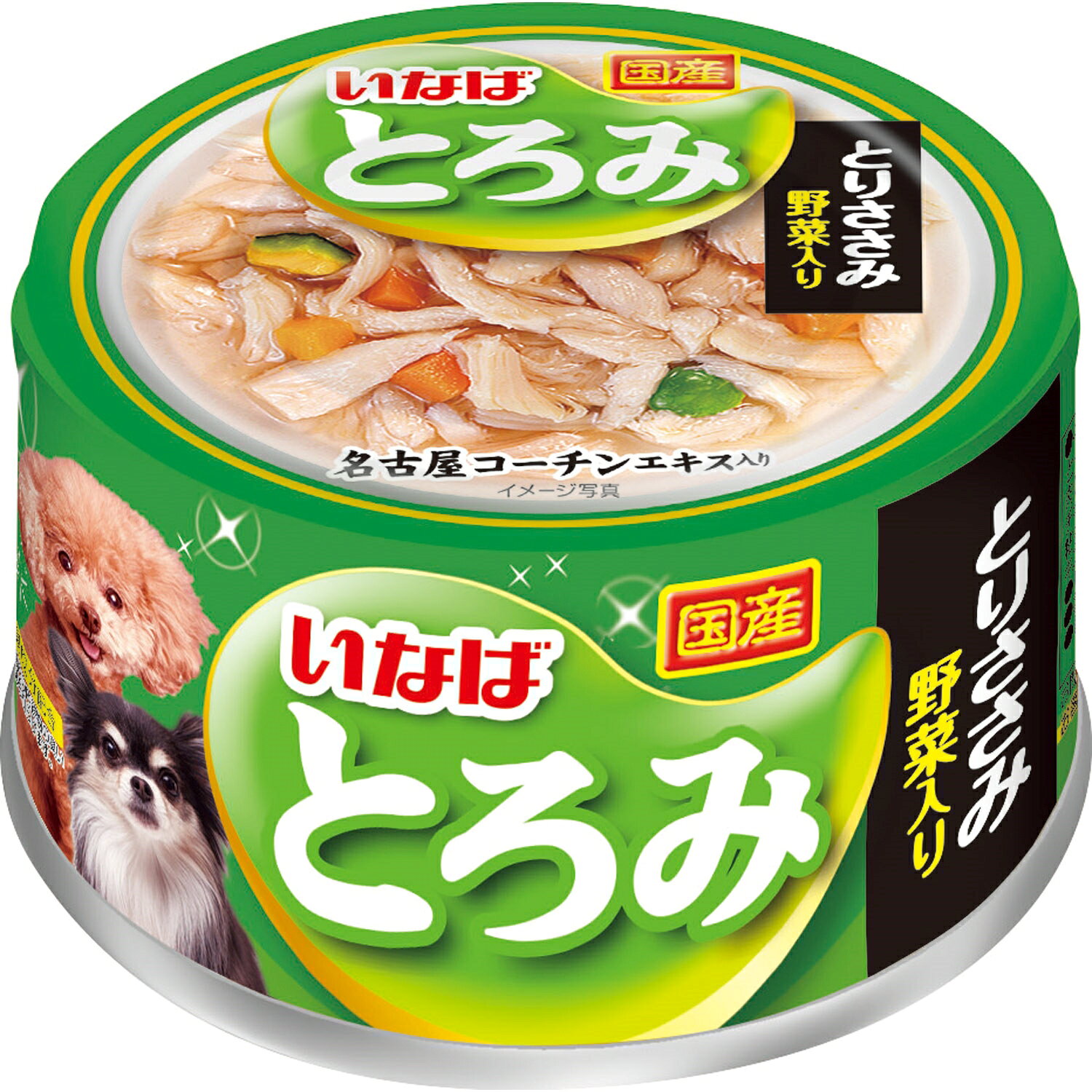 [商品サイズ(mm)]68×68×37[単品重量(g)]110 [エネルギー]約40kcal/缶[栄養成分]たんぱく質8.0%以上、脂質0.4%以上、粗繊維0.2%以下、灰分1.2%以下、水分90.0%以下[原材料]鶏肉（ささみ）、人参、か...