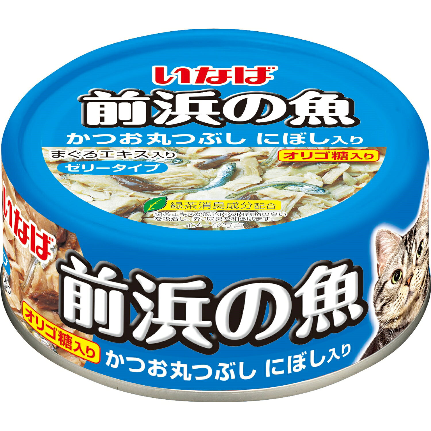 [商品サイズ(mm)]86×86×34[単品重量(g)]153 [エネルギー]約65kcal/缶[栄養成分]たんぱく質9.0%以上、脂質0.5%以上、粗繊維0.1%以下、灰分2.0%以下、水分88.0%以下[原材料]かつお、にぼし、まぐろエ...