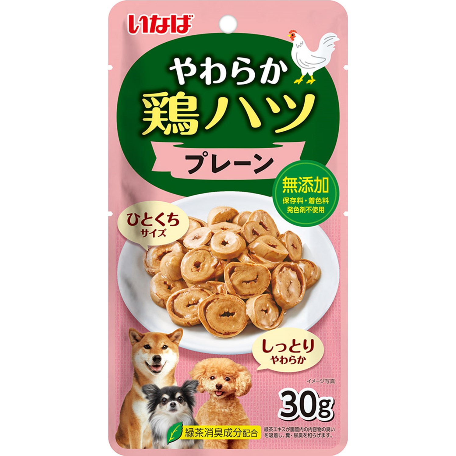 [商品サイズ(mm)]100×20×190[単品重量(g)]33 [エネルギー]約60kcal/袋[栄養成分]たんぱく質19.0％以上、脂質9.0％以上、粗繊維0.4％以下、灰分1.2％以下、水分70.0％以下[原材料]鶏ハツ、ビタミンE、...