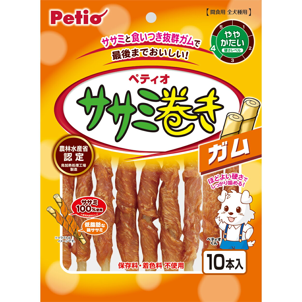 [商品サイズ(mm)]170×30×230[単品重量(g)]110 [エネルギー]338kcal/100g[栄養成分]たんぱく質21.5％以上、脂質0.5％以上、粗繊維0.5％以下、灰分3.5％以下、水分18.0％以下[原材料]鶏ササミ、で...