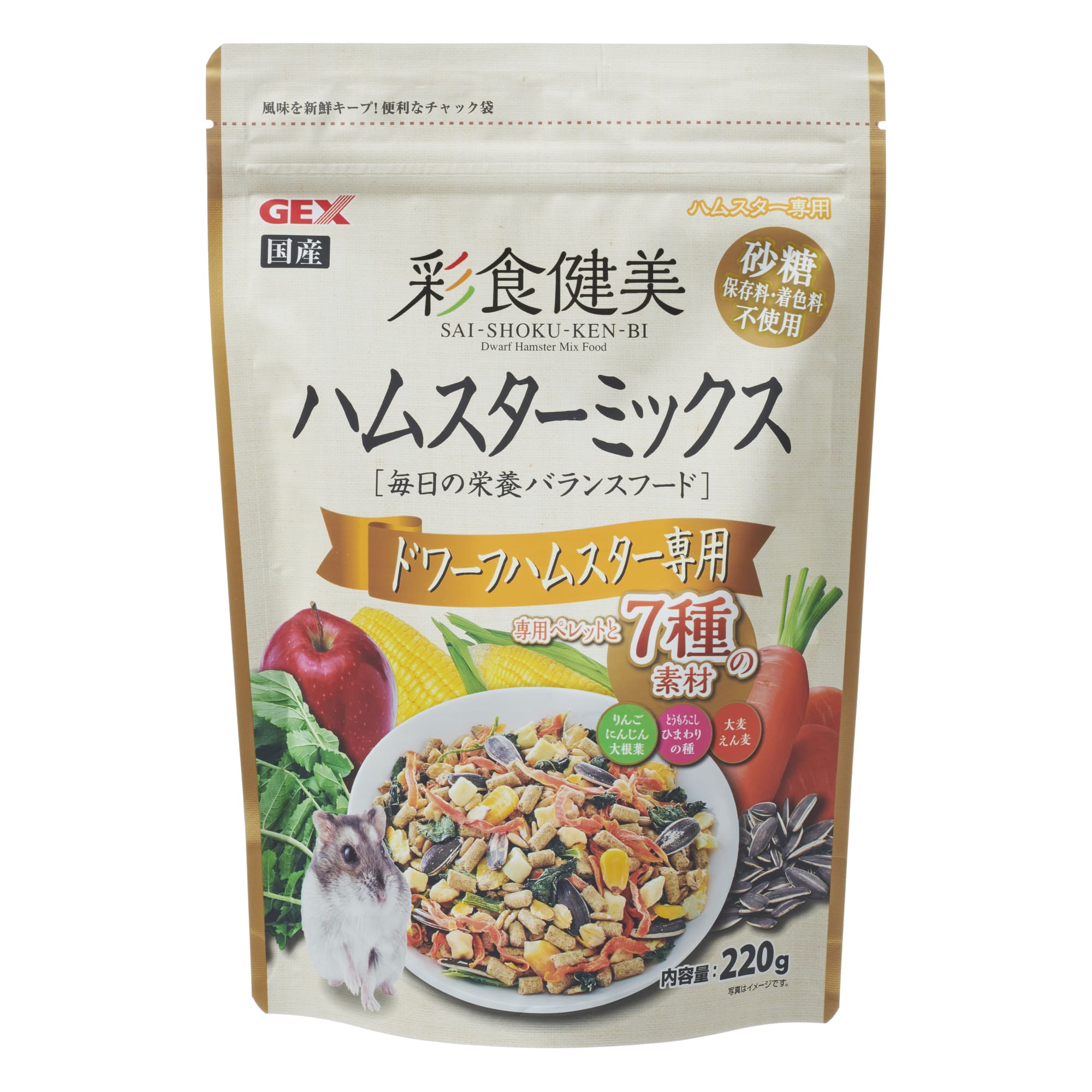 [商品サイズ(mm)]170×85×245[単品重量(g)]236 [原材料]ペレット（コーンミール、小麦粉、ふすま、きな粉、脱脂糠、小麦胚芽、玄アワ、植物性発酵飼料、キヌア、アルファルファミール、白エゴマ、キビシボリ、イヌリン、チキンミー...