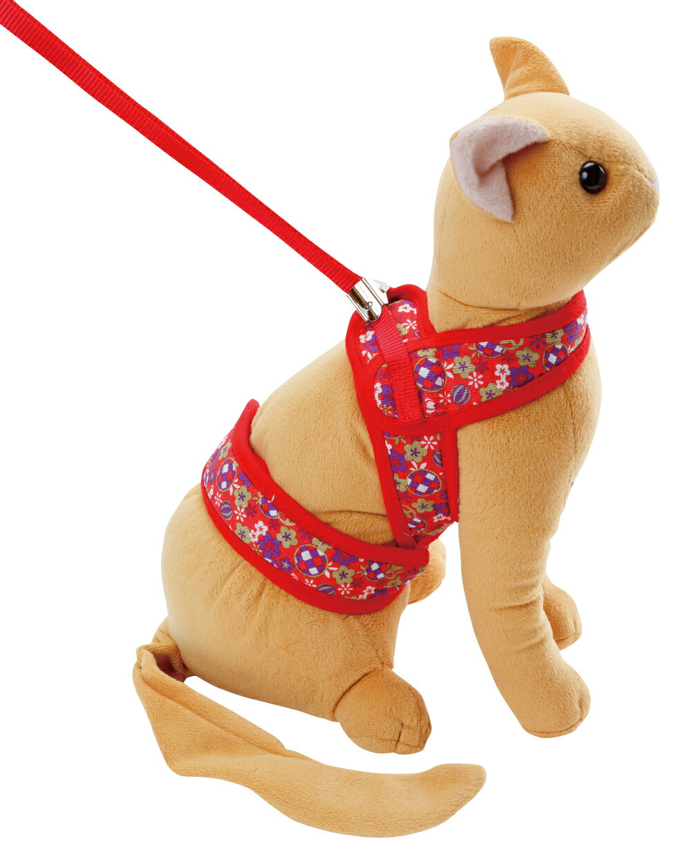 [商品サイズ(mm)]130×40×210[単品重量(g)]83 [原材料]本体：コットン・ポリエステルテープ：ナイロン[商品説明]猫ユーザーに人気の和柄を採用した、生地タイプのソフトハーネス引き紐付です[使用方法・給与方法]個体差や性別に...