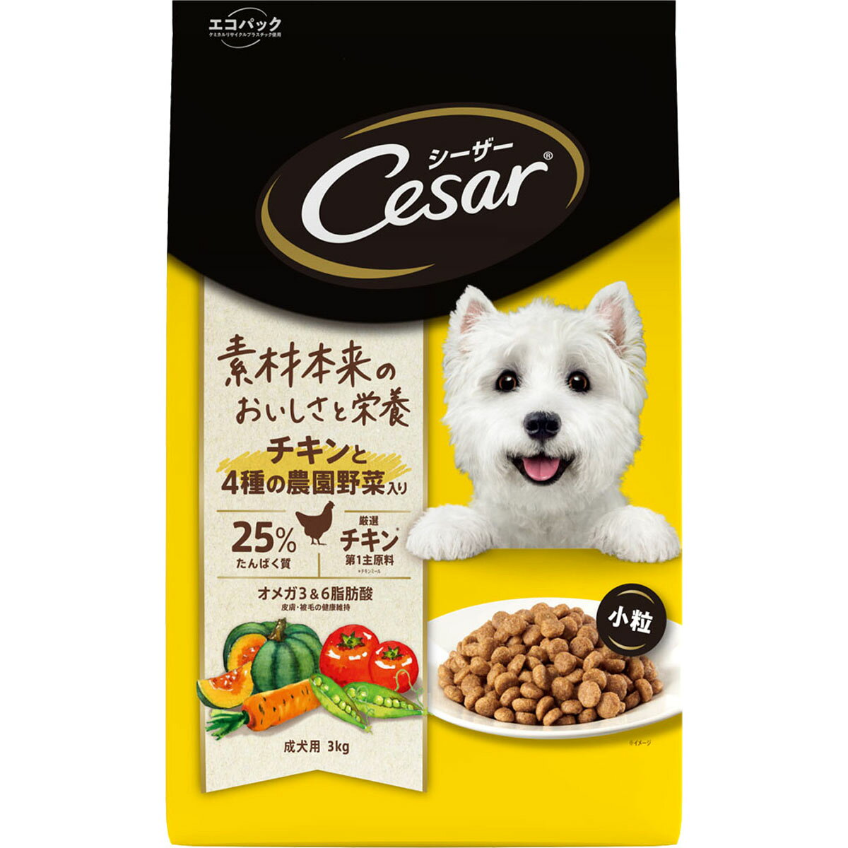 [商品サイズ(mm)]240×140×400[単品重量(g)]3040 [エネルギー]355kcal/100g[栄養成分]たんぱく質25.0％以上、脂質12.0％以上、粗繊維4.0％以下、灰分10.0％以下、水分10.0％以下[原材料]チキ...