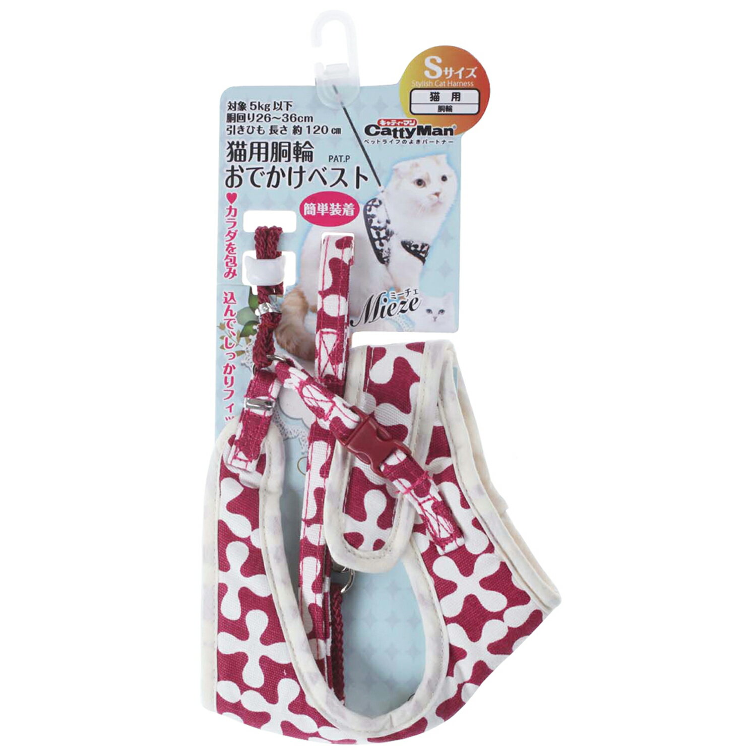 [商品サイズ(mm)]150×23×290[単品重量(g)]80 [原材料]生地：コットン／メッシュ部：ポリエステル／バックル：ポリアセタール／調節チャーム：ポリプロピレン／丸ヒモ：ポリエステル／丸カン・スナップ：スチール[商品説明]猫ちゃ...