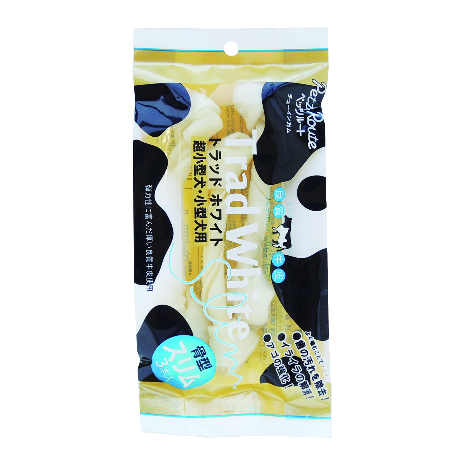 [商品サイズ(mm)]110×30×205[単品重量(g)]60 [エネルギー]約350kcal/100g[栄養成分]たんぱく質86.0％以上、脂質2.0％以上、粗繊維0.5％以下、灰分3.5%以下、水分17.5％以下[原材料]牛皮[商品説...