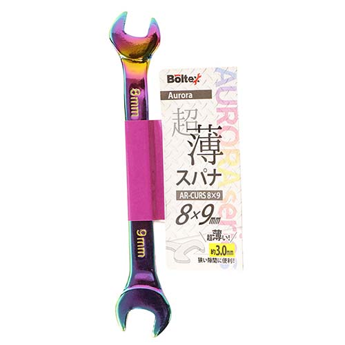 【特長】 ●超薄い(約3.0mm)、狭い隙間に便利。 【用途】 ●ダブルナットの締めつけや緩め作業に。 ●台車・机・椅子のキャスター類の調整、交換作業に。 ●自動車の車軸部分などに。 【仕様】 ●対応サイズ：8×9mm ●サイズ(mm)：1...