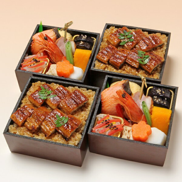■説明京・料亭からの贈り物。京料理詰合せ・国産の鰻飯を2人前セットでお届けします。■商品詳細内容量：2段・2折：出汁巻玉子、鮭柚庵焼、合鴨ロース串打ち、茄子揚げ浸し（白ごま）、スナップエンドウ塩茹で、京なます（黒ごま）、南瓜煮、有頭海老旨煮...