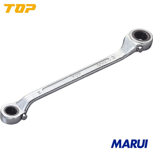 特長 ■切り替えピンで正逆の切り替えができます。■ピンを押すだけの簡単確実なラチェット機構を採用しています。■狭い場所に最適です。■通常のめがねレンチ以上の高トルクに対応します。 用途 - 仕様 ■対辺寸法(mm)：13×17■厚さ(mm)...