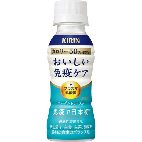 プラズマ乳酸菌の働きで、手軽においしく免疫ケアを続けられるヨーグルトテイスト飲料。 体にうれしいカロリー50％オフ※。※当社「おいしい免疫ケア」100ml対比 (製品1本/100mlあたり)エネルギー24kcal、たんぱく質0.6g、脂質0...
