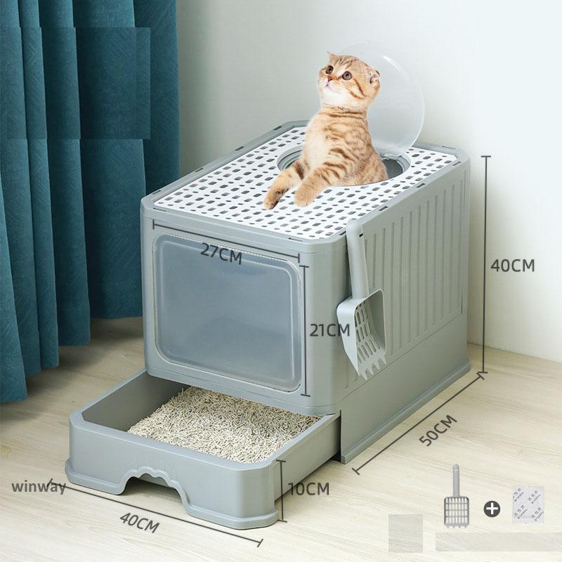 ●商品サイズ（約）展開:幅40cm×高さ40cm×奥行き50cm●商品重量約2.35kg 対象は12.5kg以下のペット●素材：PP大きなにゃんこもゆったり使える広々サイズ。後始末に便利なスコップ付き。インテリアにもぴったりなデザイン＆カラ...