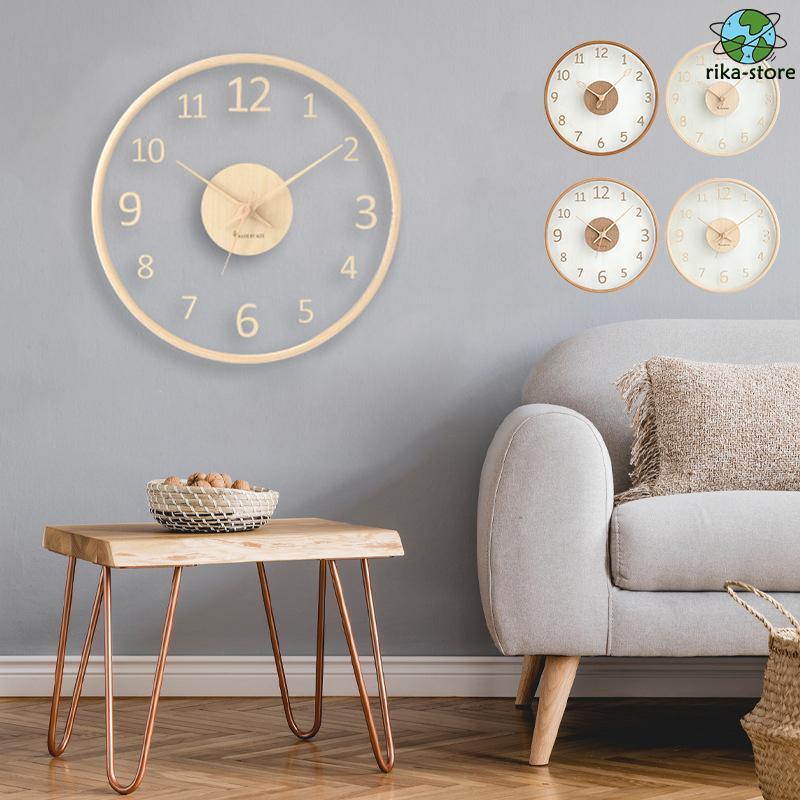 商品名：壁掛け時計サイズ：直径約30CM　厚さ2.5CM材質：木+ガラス（文字盤）針のタイプ：静音スイープ 重量：約1kg給電方法：単三電池X1付属品：壁掛け用フックX1■シンプルでおしゃれなデザイン北欧テイストでおしゃれな壁掛け時計で、木...