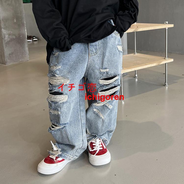 デニムパンツ キッズ 子供服 男の子 女の子 秋服 ロングパンツ 長ズボン 韓国子供服 ジーンズ ボトムス ストレッチパンツ 子ども服 ベビー服 可愛い おしゃれ 学生 通学 通園 入学 入園 カジュアル シンプル ナチュラル 140cm ...