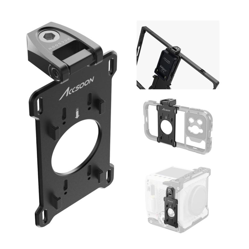 Accsoon SeeMo マウントアダプタープレートSeeMoを1/4-20の取り付けポイントに取り付けます。軽量アルミニウム製。SeeMoの新しいプロペラSeeMoマウントとロックピン付き。