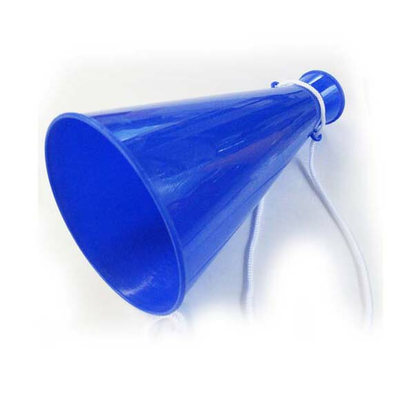 パーティーグッズ メガホン・ブルー ★商品説明 イベント・応援で大活躍のメガホン。 プラ成型品なので、丈夫です。 カラーも8色あります。 ＊カラーを選択してください。 ★セット内容 本体x1 ★備考 サイズ：直径116x220mm　