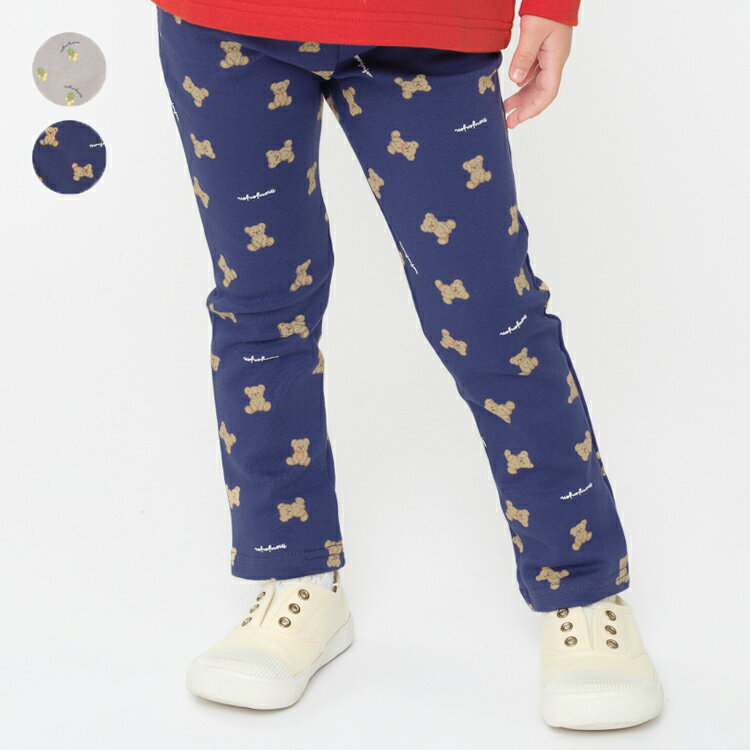 とても柔らかく伸縮性があり、着心地が良く動きやすいスパンフライス生地を使ったロングパンツ・長ズボン。グレーはお花、ネイビーはくまの総柄プリントがとってもキュート♪厚すぎず薄すぎない、ちょうどいい生地感なので長いシーズン活躍します！お部屋着や...