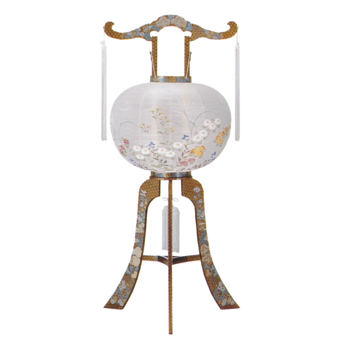 ▼品名廻転灯 菊チリメン蒔絵 絹▼サイズ尺三 高さ100×火袋直径39cm▼仕様★ 一対ご希望の方は2個でご注文してください。● 電気コード式● 火袋絹張り● 回転筒付● 材質 ： プラスチック製 ■ お盆には、盆提灯を飾って、先祖・故人を...