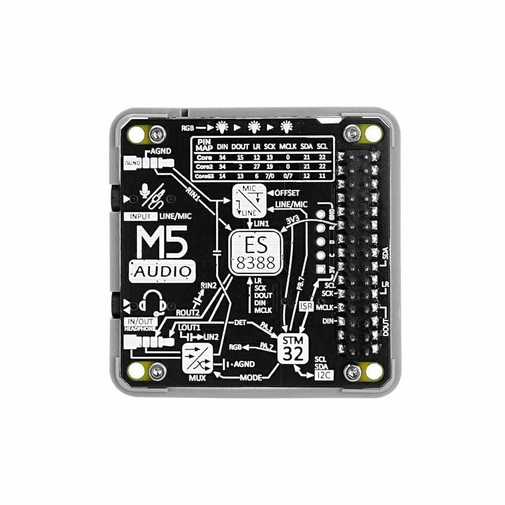 M5stack用の録音/ステレオ再生用拡張モジュールステレオオーディオコーデックES8388を搭載したM5stack用のオーディオ拡張モジュールです。マイク入力専用TRSジャックとマイク入力/ヘッドフォン出力兼用TRRSジャックの2つの3....