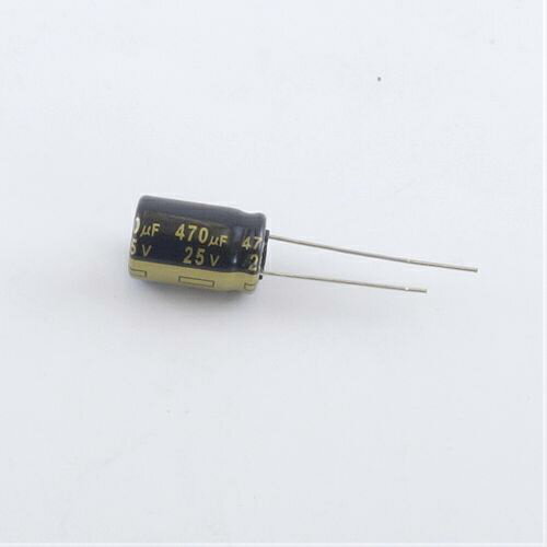 ・定格電圧　：25V・静電容量　：470μF・静電容量許容差　：±20％・ケースサイズΦDmm×L　：10×16mm・入数　：1個低インピーダンス、長寿命動作温度：-40℃〜+105℃実装タイプ：スルーホールリップル電流：1790mA