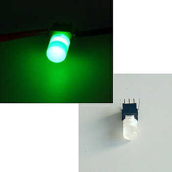 【仕様】・実装：・極数：2極双投・動作機能：OFF-ON・LED数：1個・照光タイプ：LED・操作部形状：丸型・操作部カラー：乳白色・LED色調：緑・操作部表示：無・端子部形状：PC端子・端子部処理：・本体部カラー：黒・定格：30V-0.1A
