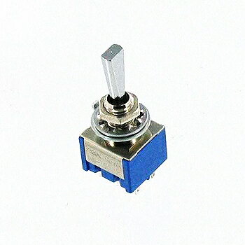 取り付け穴径6mmの、双極双投(DPDT:2回路の2接点切替スイッチ)のトグルスイッチです。中間OFFはございません。フラットレバーを採用しています。M6ねじによる小型のパネル取り付け形、フラットレバー【仕様】・操作部形状：金属フラットレバ...