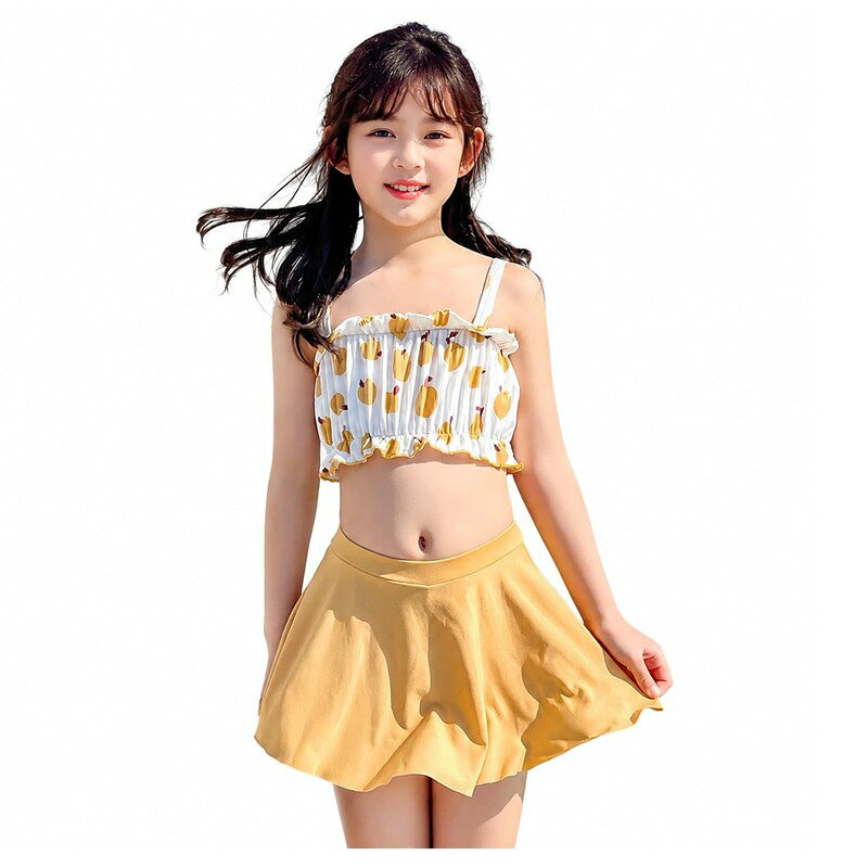 　　　 ◆◇◆売れている秘密◆◇◆ 【子供 水着 女の子】可愛らしいフルーツ柄とフリルをあしらった、キャミソールとスカート風ショーツのセパレート水着です。お腹を程よく隠すデザインで、活発に動くお子様でも露出を抑えながらおしゃれを楽しめます。...