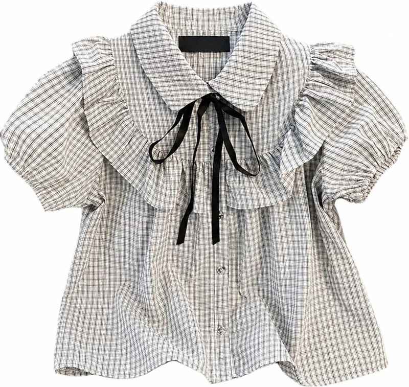 　　　 ◆◇◆売れている秘密◆◇◆ バスト:72 着丈:57 / バスト:76 着丈:58 / バスト:80 着丈:59 / バスト:84 着丈:60 / バスト:88 着丈:61 【レトロ可愛いデザイン】クラシカルなチェック柄ブラウスに、...