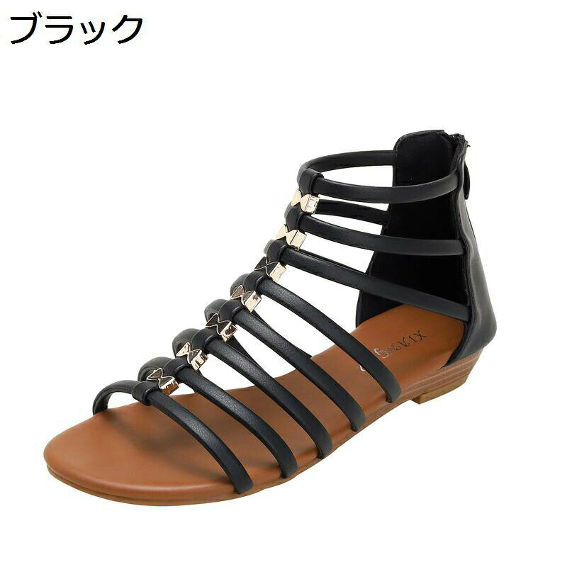 　　　 ◆◇◆人気の秘密◆◇◆ 【ヒールの高さ】2cm、メイン素材: PUレザー 【夏の定番】涼しげな、リラックスムード満点のナチュラルサンダル！ 馴染みやすい柔らか生地を使用し、女性らしい足元を演出！ 【バックジッパー】バックジッパーが付...