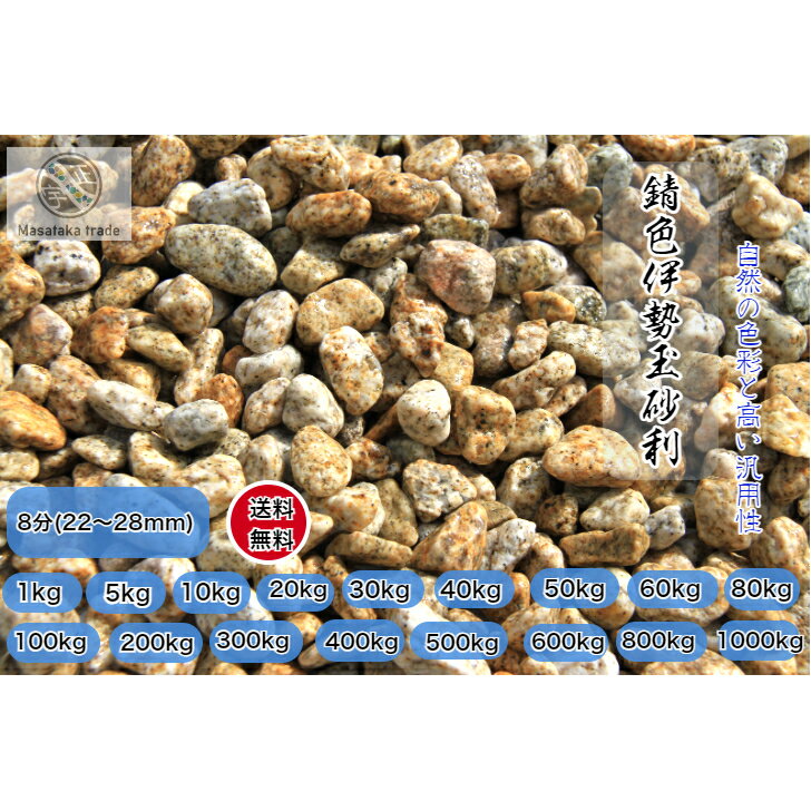 商品情報サイズ8分(22～28mm)材質天然石色錆色商品説明錆伊勢砂利　和風・洋風どちらのガーデニング 天然石 磨き 庭園 景石 盆栽　観賞植物土隠し 敷石アプローチ 防犯砂利 外構園芸幅広い用途注意事項*天然石のため、色調や濃淡、混ざり具...