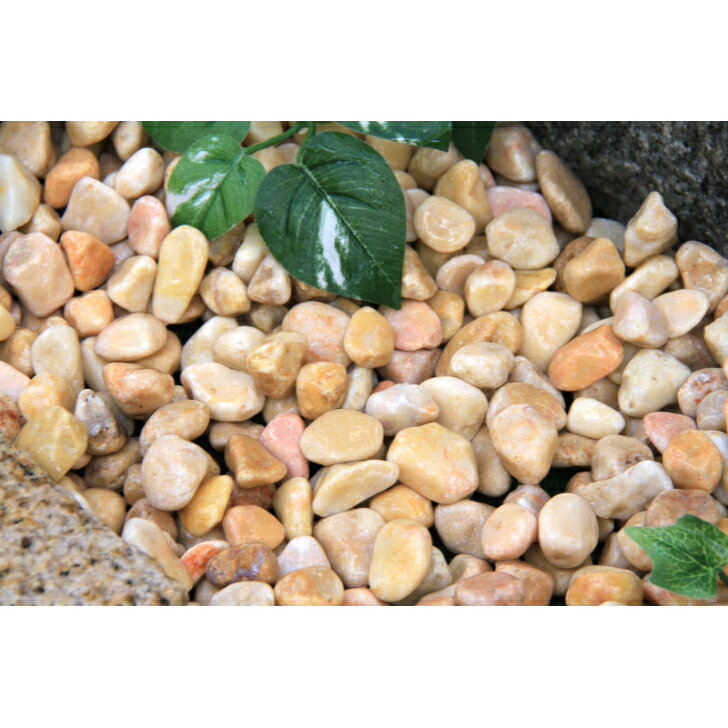 商品情報サイズ5分(16～20mm)材質天然石　大理石色イエロー商品説明イエロー玉砂利は、庭園や外構に明るくおしゃれなアクセントを加える人気の天然石です。付属の画像のように、柔らかな黄色の丸みが美しく、多肉植物や洋風ガーデンにぴったりです。...