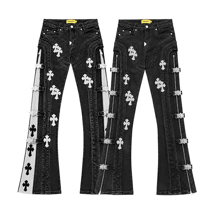 商品詳細表記サイズ28/30/32/34カラーブラック 品番 601crsbucklednm 素材 コットン 99% スパンデックス 1% 実寸 28：ウエスト 72cm、股上 33cm、股下 91cm、ワタリ 22cm、裾幅 18.5cm...