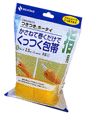 商品説明「つきつきホータイ 2.5cm*3m（伸長時）2コ入」は、重ねて巻いて押えるだけでくっつく便利な包帯です。しっかり止まり関節部の動きにもゆるまず、手軽に巻けて止め具が不要です。通気性がありムレません。Sサイズ。*つきつきホータイは洗...
