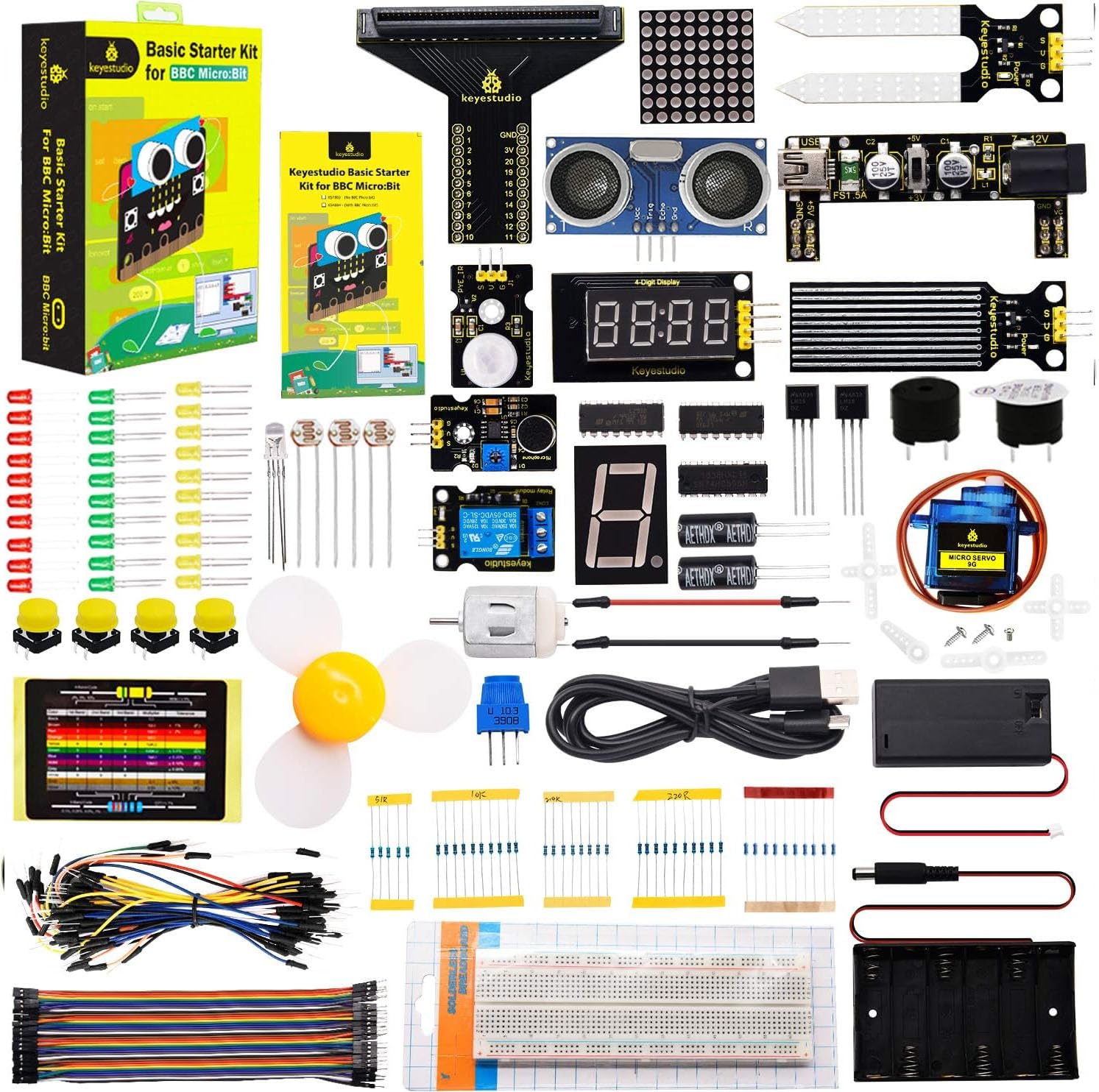 ・KEYESTUDIO ベーシックスターターキット BBC Microbit V2 V1.5用 (Micro:bitは含まれません) 35レッスンチュートリアル i2c LCD 5Vリレー LEDマトリックス ブレッドボードコンポーネント ...