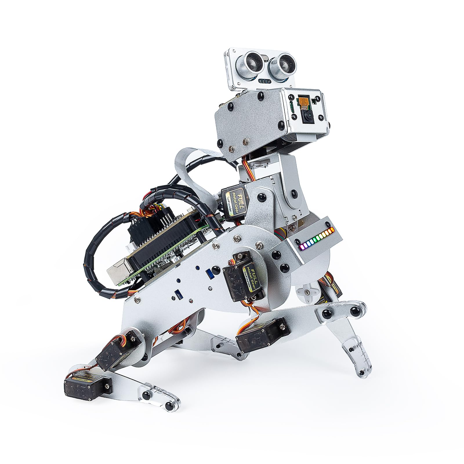 ・Raspberry Pi ロボット犬： PiDogは、Raspberry Pi（4B/3B+/3B/Zero 2W）を搭載し、12個のサーボと視覚、聴覚、触覚用のセンサーを備えています。アプリ制御とFPV（第一人称視点）により、ユーザーは...