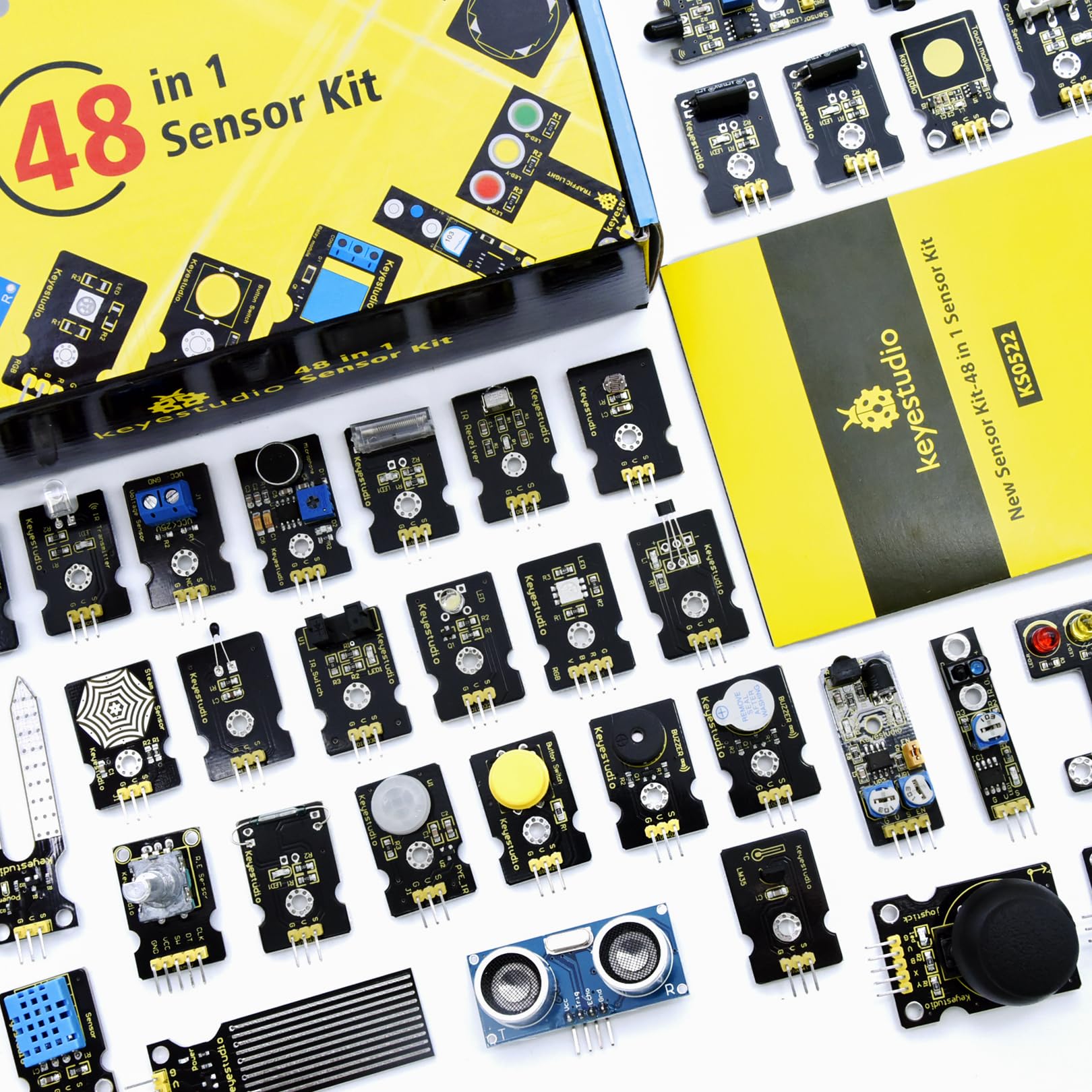 ・様々なセンサーの良いセレクションだ。すべて使用可能で、状態も良い。このセンサーキットには、48個の基本的なセンサーとモジュールが付属しており、センサーに関する基本的な知識を学ぶのに適しています。 メインコントローラーは含まれていません。・...