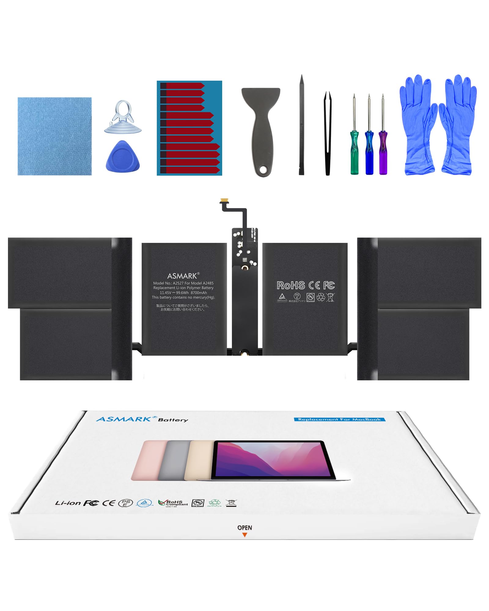 ・【バッテリーモデル】A2527、満充電容量：99.6Wh 8700mAh、電圧：11.45V、対応機種：MacBook Pro 16インチ A2485（2021年）。・【高度な品質】全新しい5.0テクノロジーのアップグレード、長持ちし、よ...