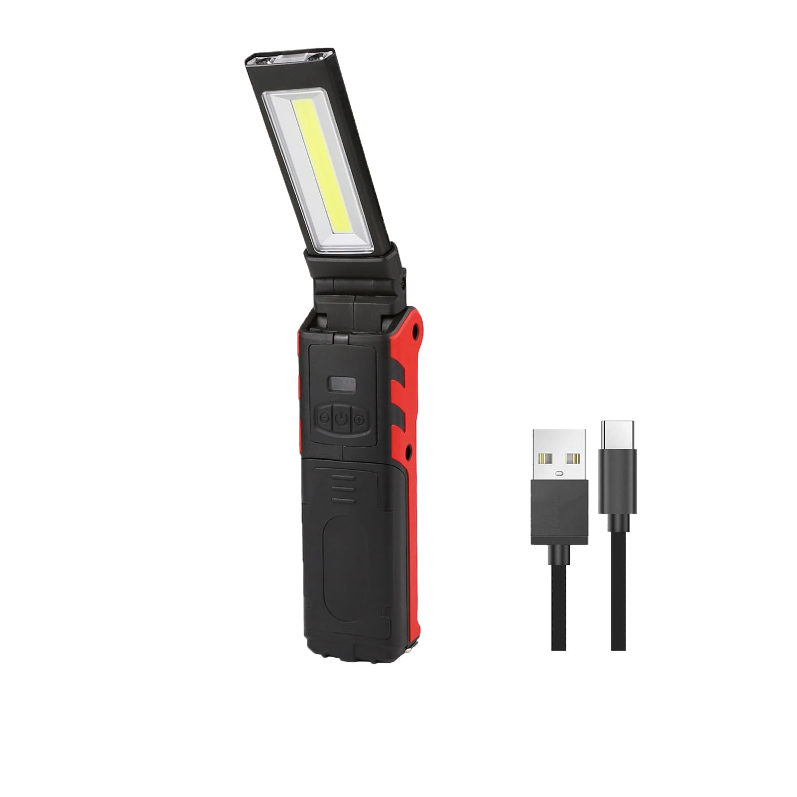 ・【輝度調整可能 & 2つの点灯モード】明るいled動作灯には、正面スポットライトと側面COBランプの2種類の照明モードがあり、「-」スイッチを長押しすると光が弱くなり、長押しする」+「スイッチは光を強くする・【USB充電式＆電源表示】充電...