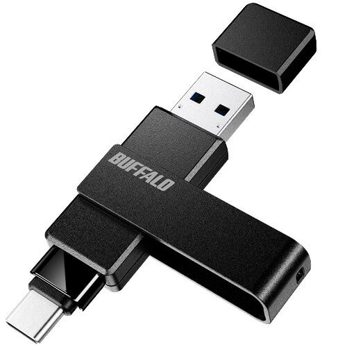 BUFFALO RUF3ACR128GBK USB 3.2(Gen1) Type-C／Type-A両対応 回転式USBメモリー 128GB Win・Mac・スマホ対応 ブラック発売日：2025年8月下旬●USB Type-C / Type-...