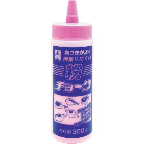 ●飛び散りにくい重質粉チョークです。●密閉容器入りで湿気による粉チョークの変質を防ぎます。●チョークライン用に。●チョークライン用粉チョーク●色：蛍光ピンク●容量(g)：300●ボトルサイズ(mm)：直径約60×195●炭酸カルシウム松吉医...