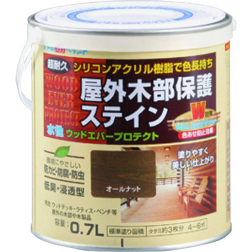 ●シリコンアクリル樹脂にHALS（紫外線劣化防止剤）とUV吸収剤を配合した高性能木部保護塗料です。●水性でありながら色あせに強く、塗り継ぎムラがでにくい塗料です。●防カビ、防虫、防腐効果に優れ、木部を長期間保護します。●塗り替え時でも、しっ...