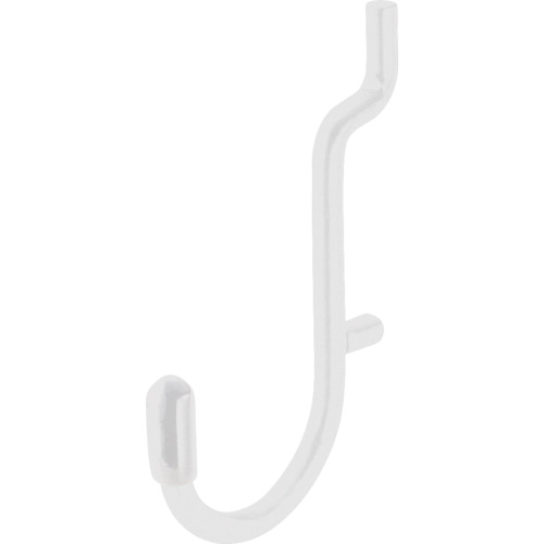 ●パンチングボード用フックです。●工具の収納・分類に。●幅(mm)：5●奥行(mm)：45(34)●色：白●品名：フックB（キャップ色白）●長さ(mm)：約52●キャップ色：黒●縦(mm)：52●パンチングボードパーツ●鉄（白塗装）松吉医科...