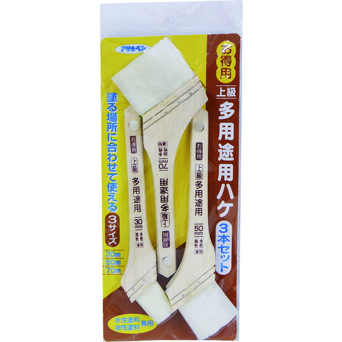 ●塗る場所に合わせて使える3サイズのセットです。●水性・油性塗料に使用できます。●水性・油性塗料の塗装に。●適合塗料：水性・油性塗料●形状：筋違型●タイプ：万能●仕様：●セット内容：30mm、50mm、70mm×各1本。●形状：筋違型。●材...